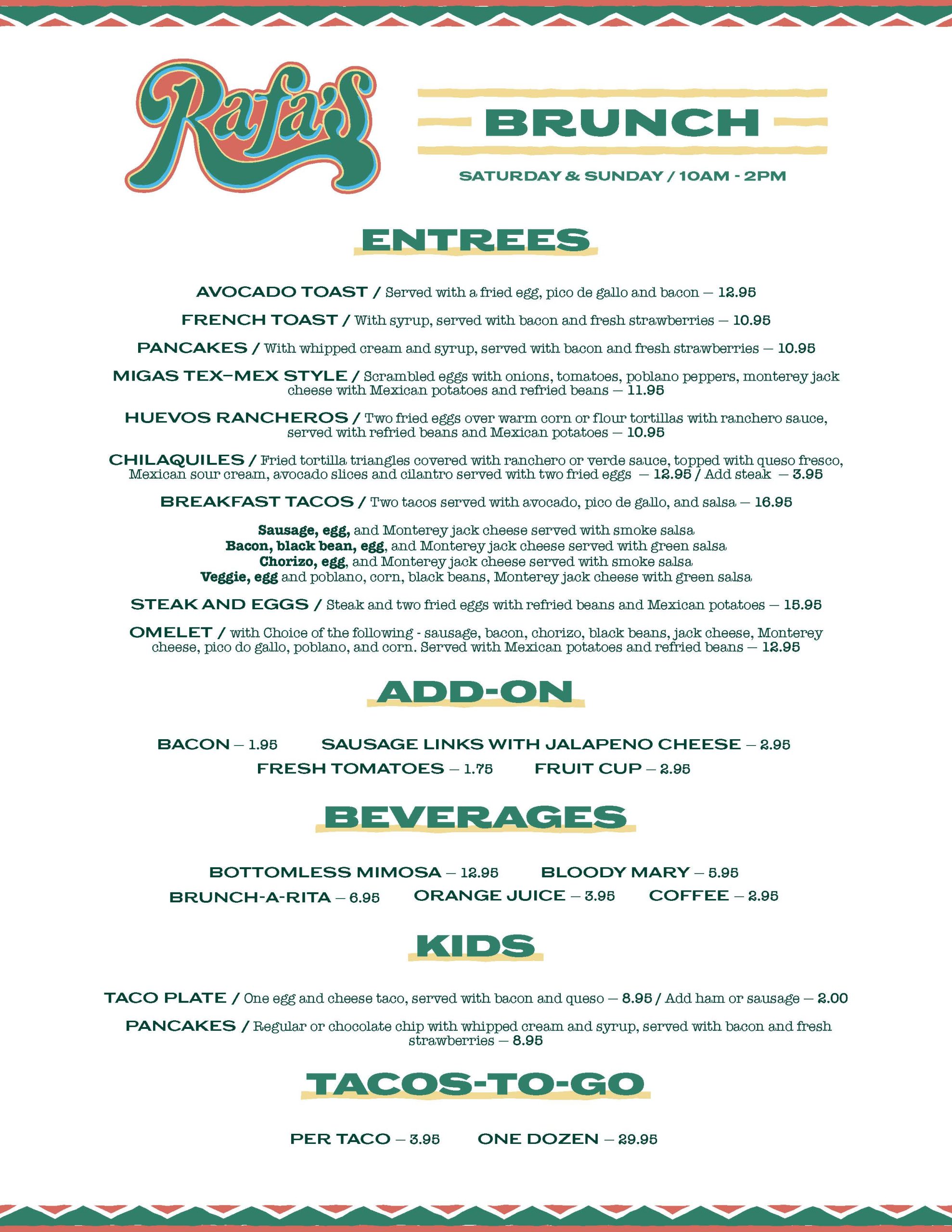 Rafa's Cafe Menu - Rafas Cafe Mexican Restaurant