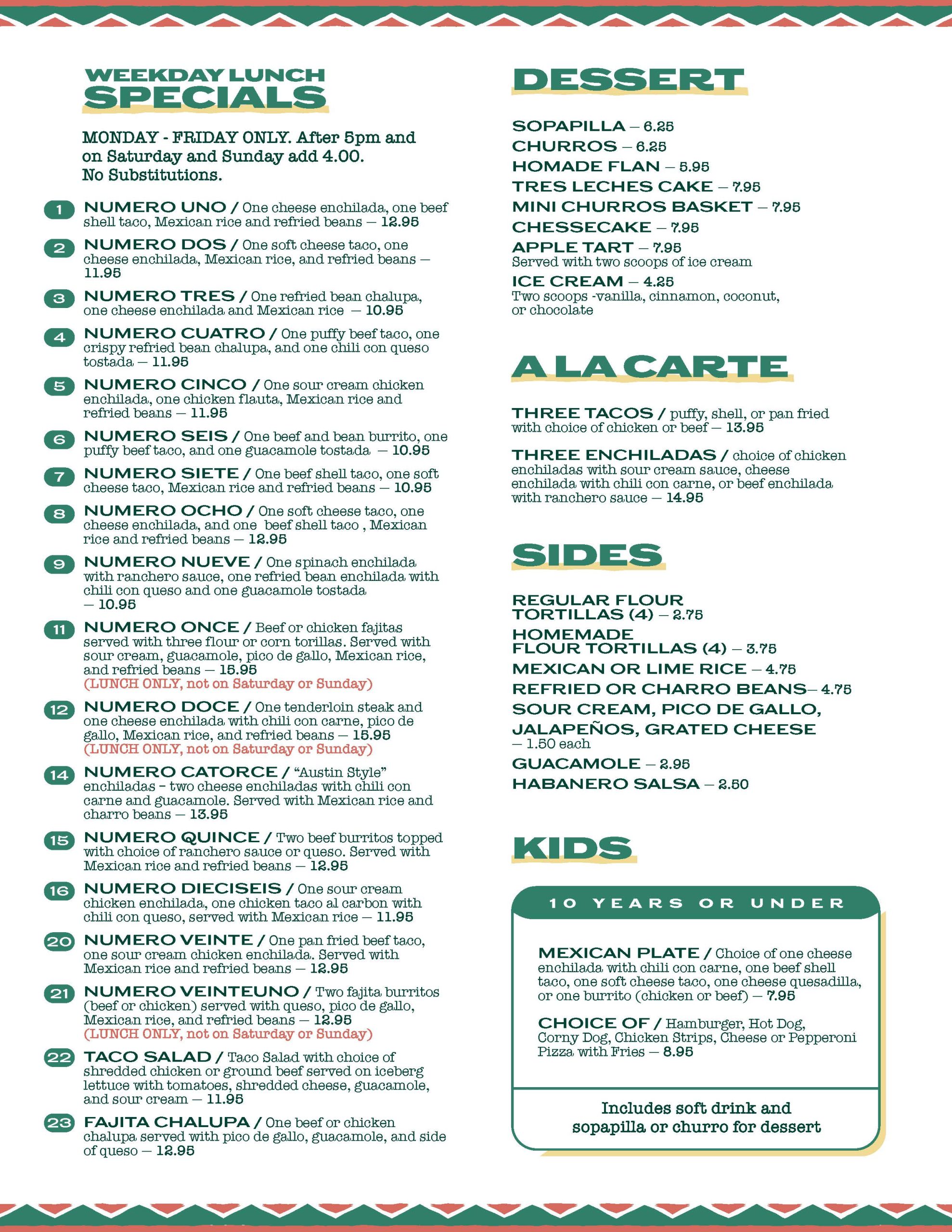 Rafa's Cafe Menu - Rafas Cafe Mexican Restaurant